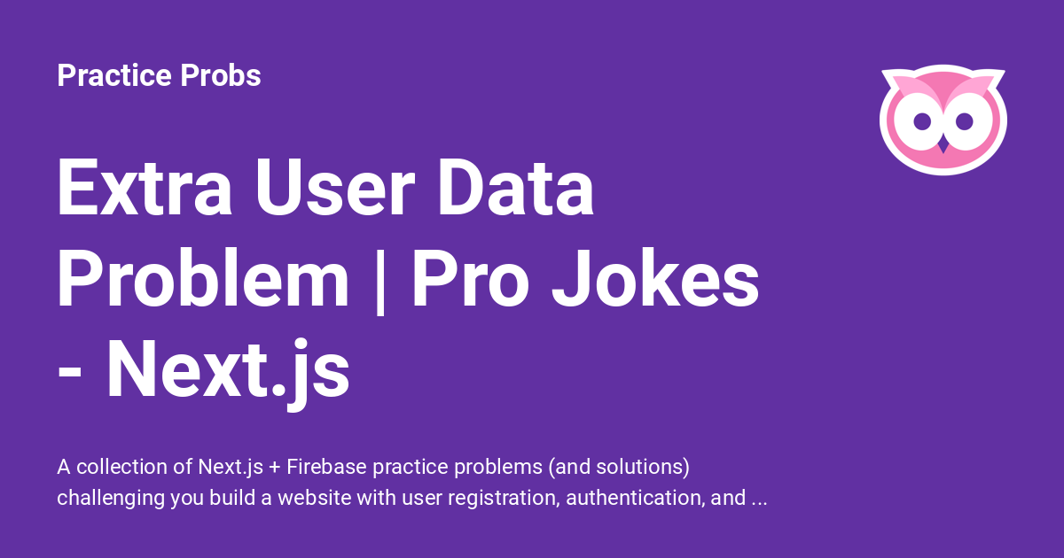 Extra User Data Problem | Pro Jokes - Next.js - Practice Probs