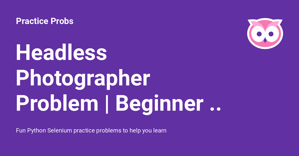 Headless Photographer Problem | Beginner - Selenium With Python ...